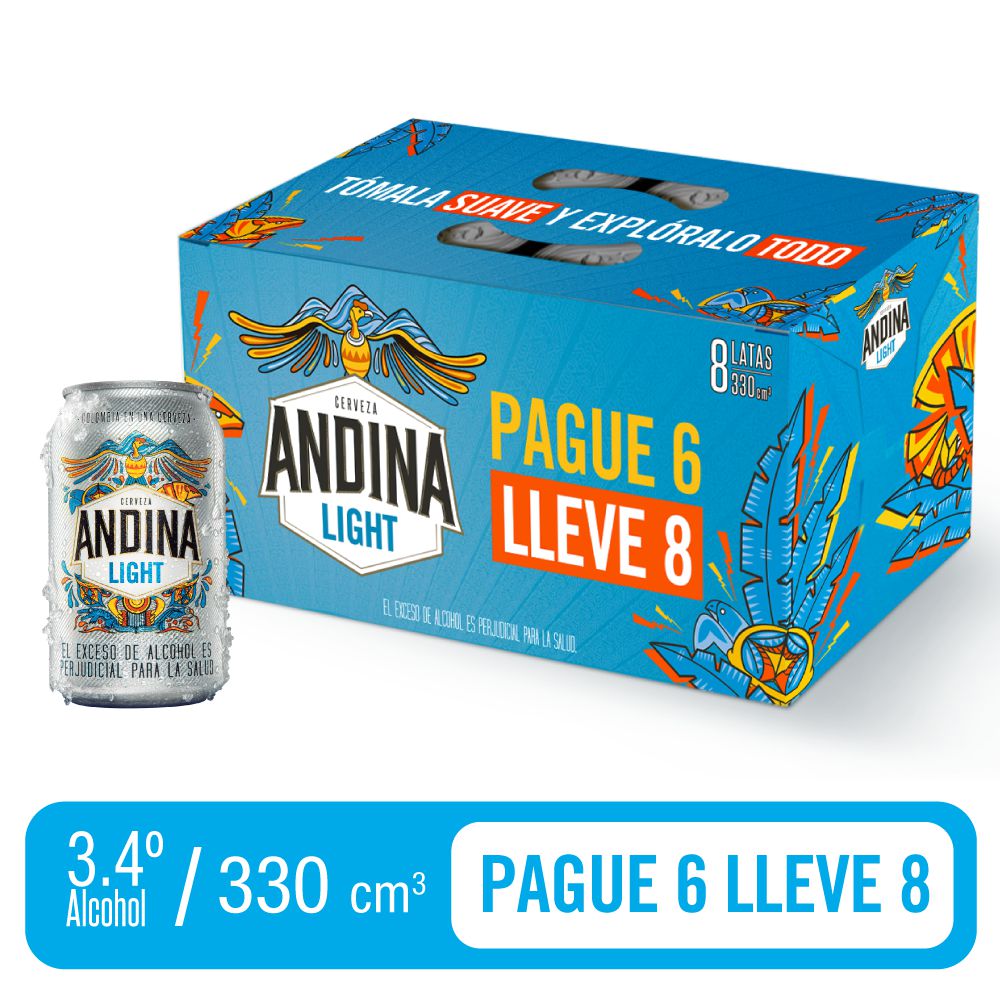 carulla.com | Cerveza ANDINA light lata x8und (1980 ml)