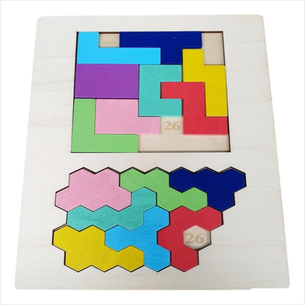 Tangram Calendario Madera Colores Puzzle Rompecabezas Figura img #1